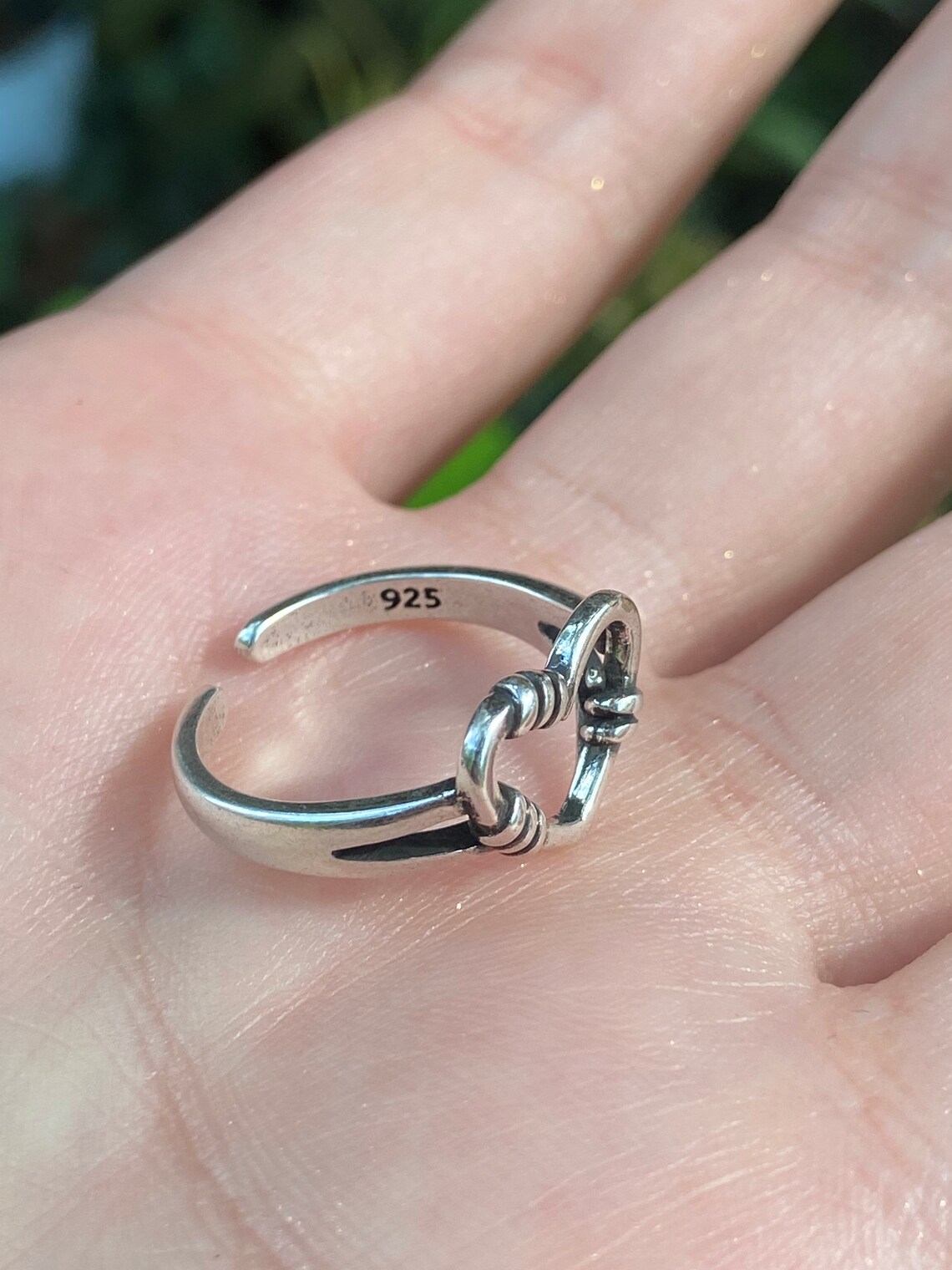 Barb Wire Heart Ring Adjustable Unisex Ring Sterling | Etsy
