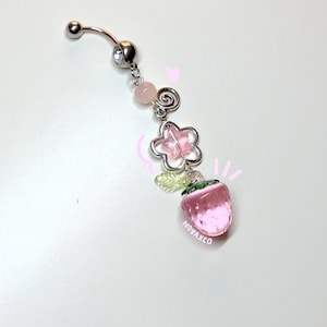 Cute Strawberry Belly Button Ring Handmade Body Jewelry, Navel Piercing ...