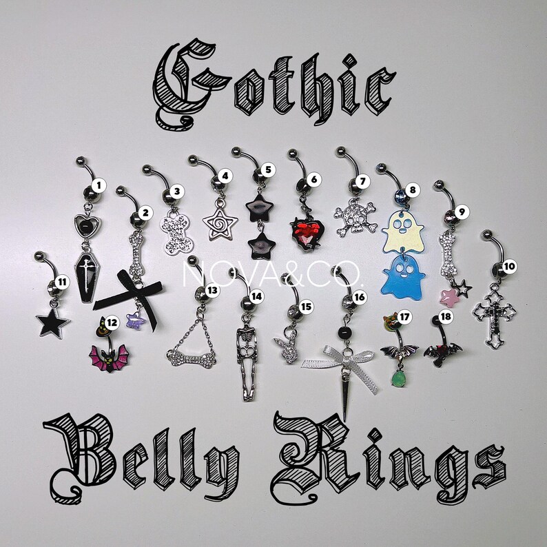 Goth Aesthetic Belly Button Rings | Handmade Y2k 2000s Black Body ...