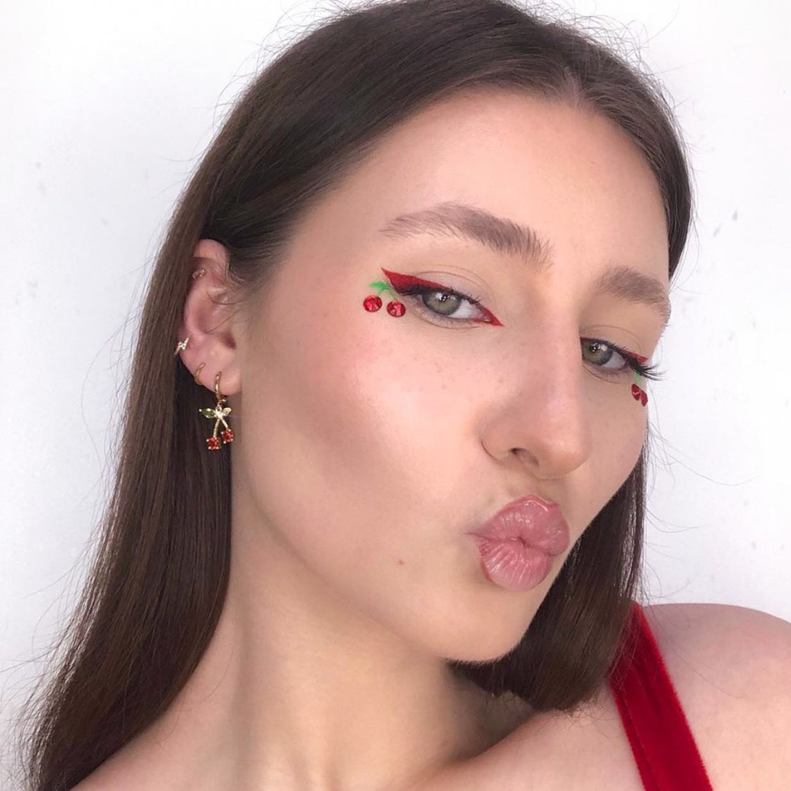 Cherry Charm Necklace Set VSCO Girl Jewelry Trendy | Etsy