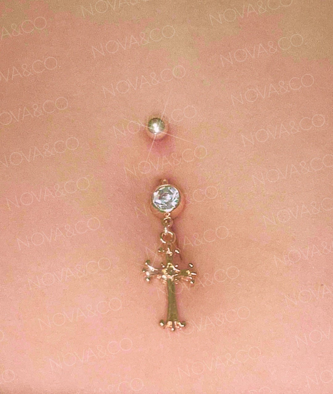 Y2K Cross Belly Ring | Pearl Cross Belly Button Piercing, Handmade ...
