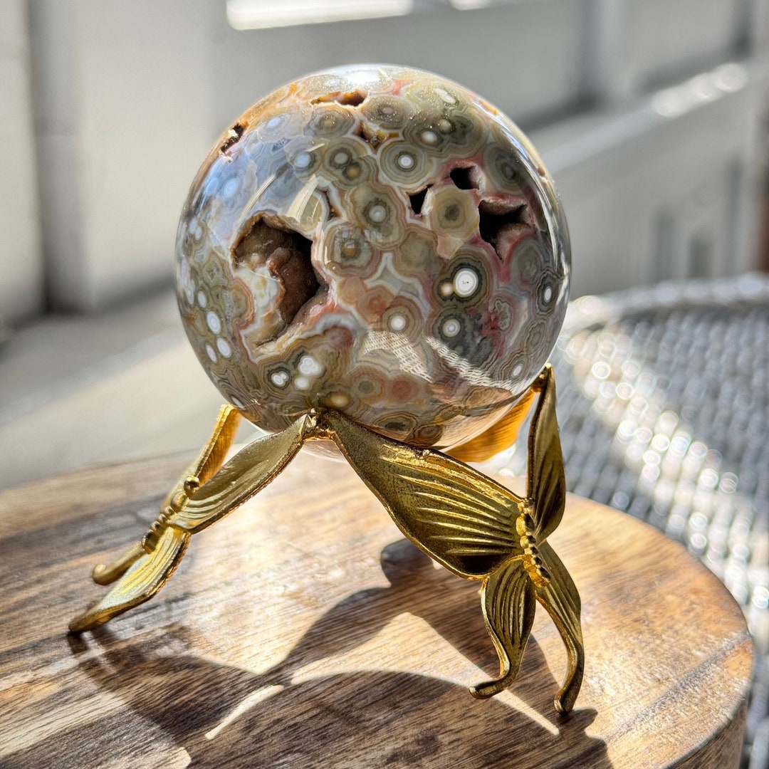 RARE Pink 8th Vein Ocean Jasper Sphere | Ocean Jasper Crystal ...