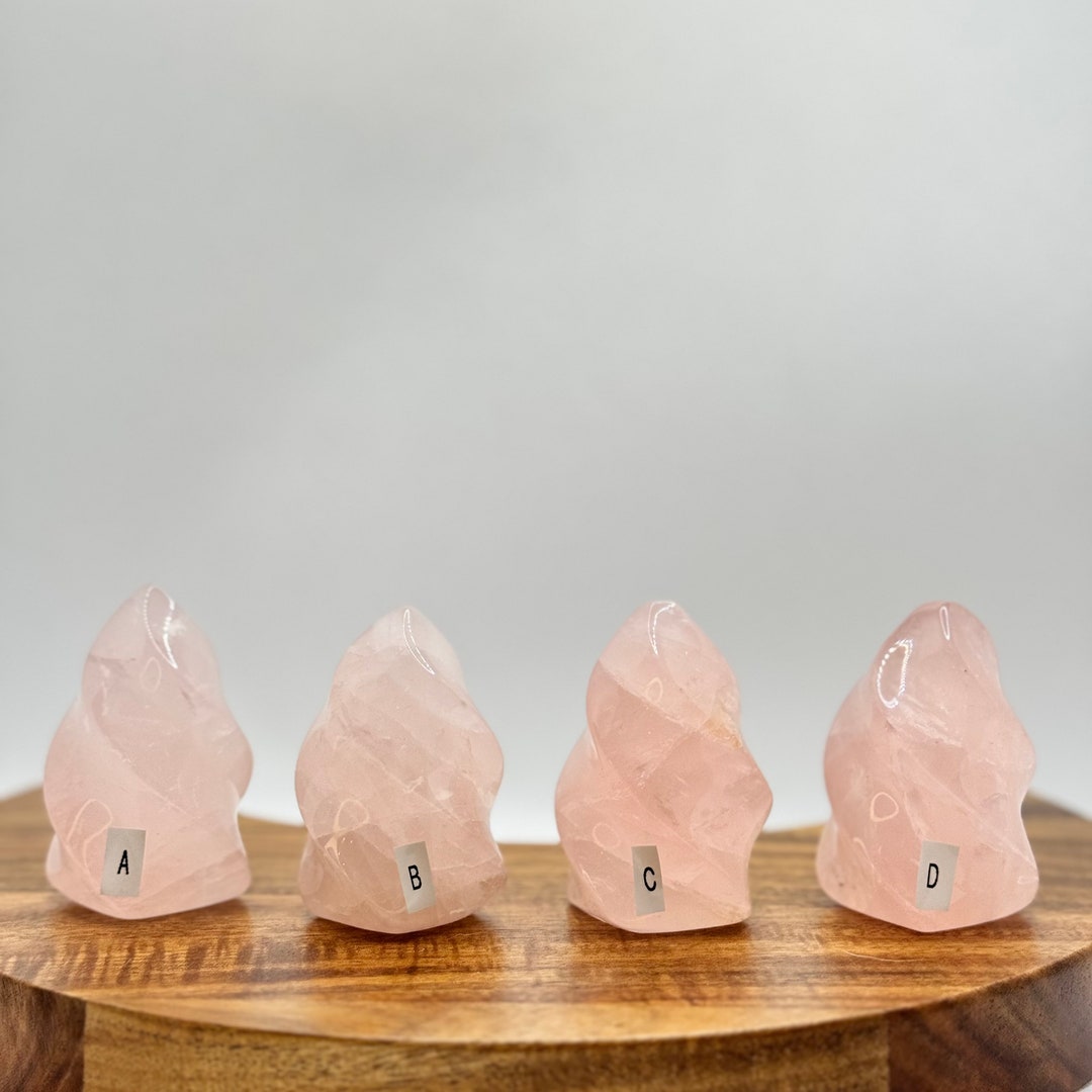 Handcarved Mini Rose Quartz Flame: Healing Crystal Gift - Etsy