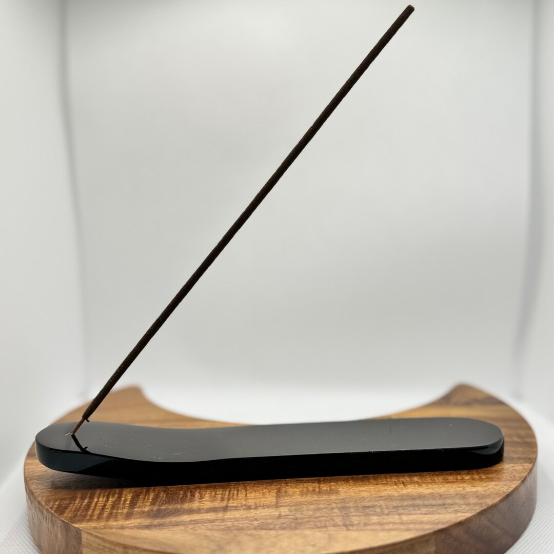Black Obsidian Incense Holder | Handcrafted Polished Volcanic Glass ...