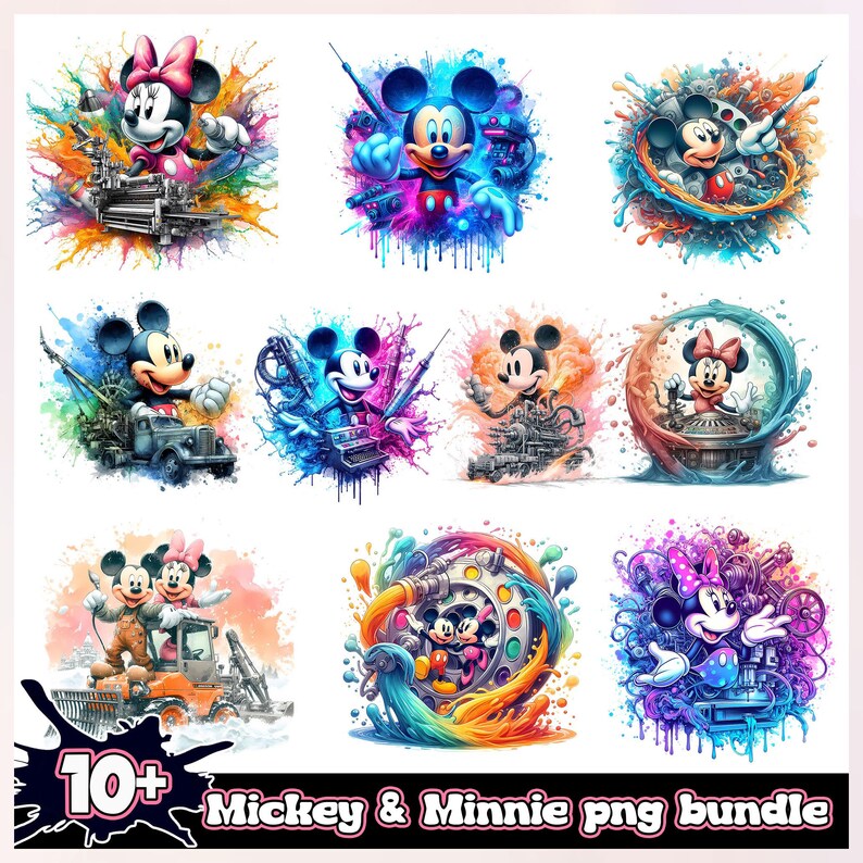 Mickey Mouse Splash and Watercolor Digital Design PNG File for ...