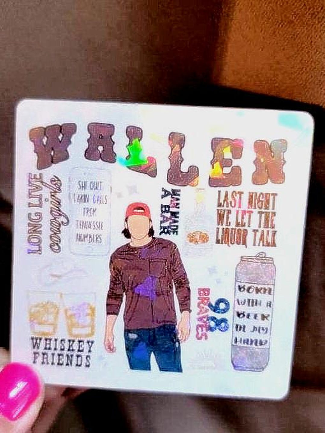 Morgan Wallen Songs Holographic Sparkly Sticker | Morgan Wallen ...