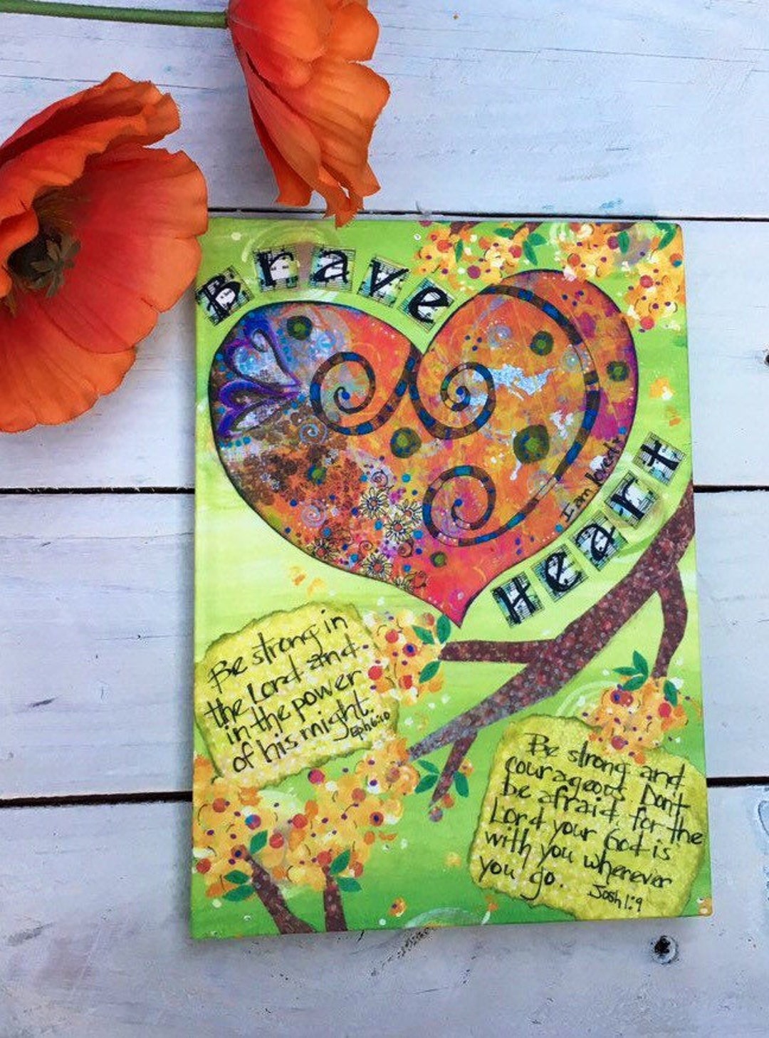 Journal With Heart, Brave Heart Journal, Journal With Joshua 1:9 ...