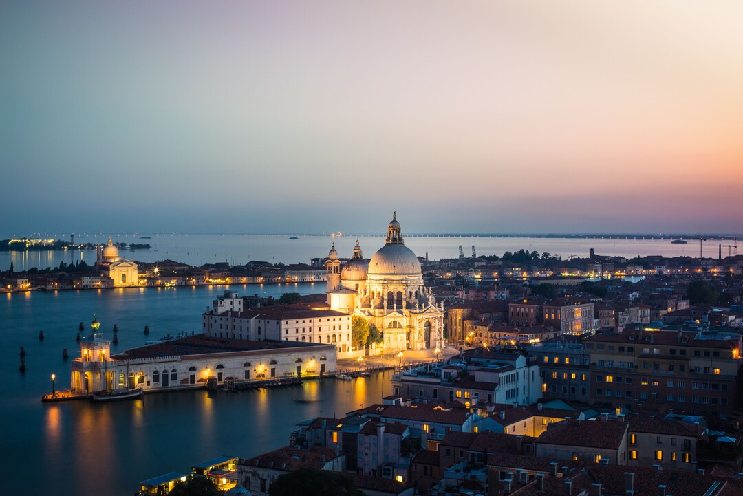 Venice Italy Grand Canal Sunset Skyline Canvas Photography Metal Print ...