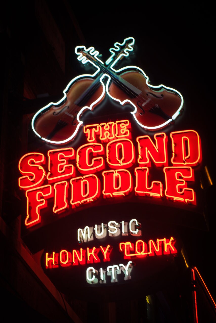 Honky Tonk Sign Second Fiddle Nashville City Photography Metal Print ...