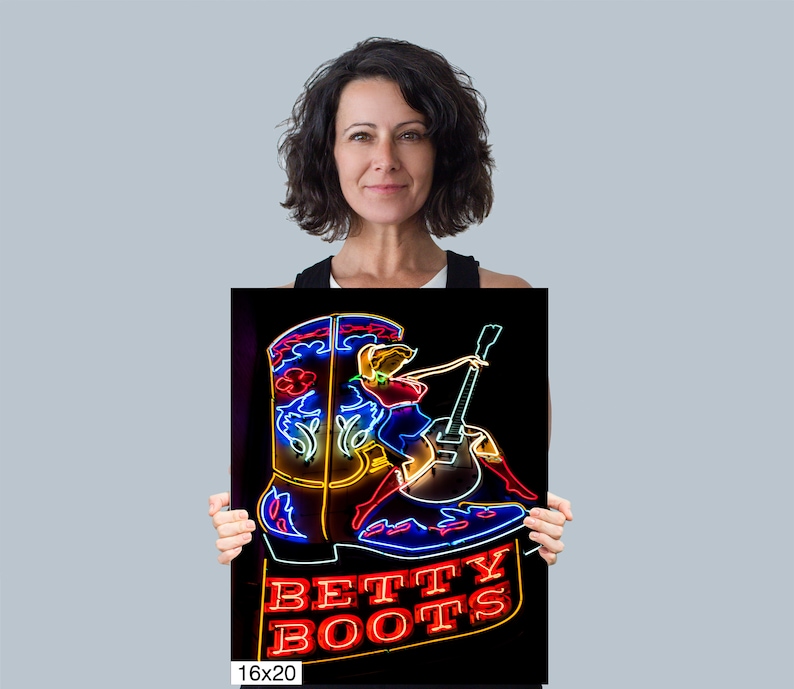 Honky Tonk Sign Betty Boots Nashville City Photography Metal Print Wall ...