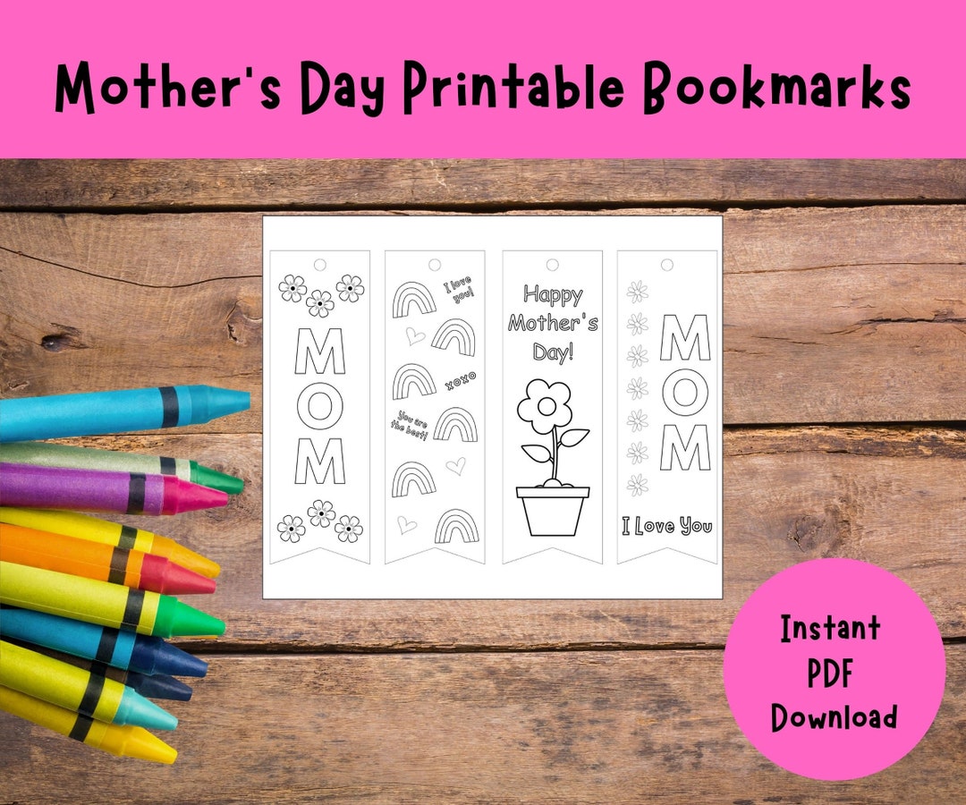 Mother's Day Printable Bookmark Craft, Kids Art Activity for Mom - Etsy