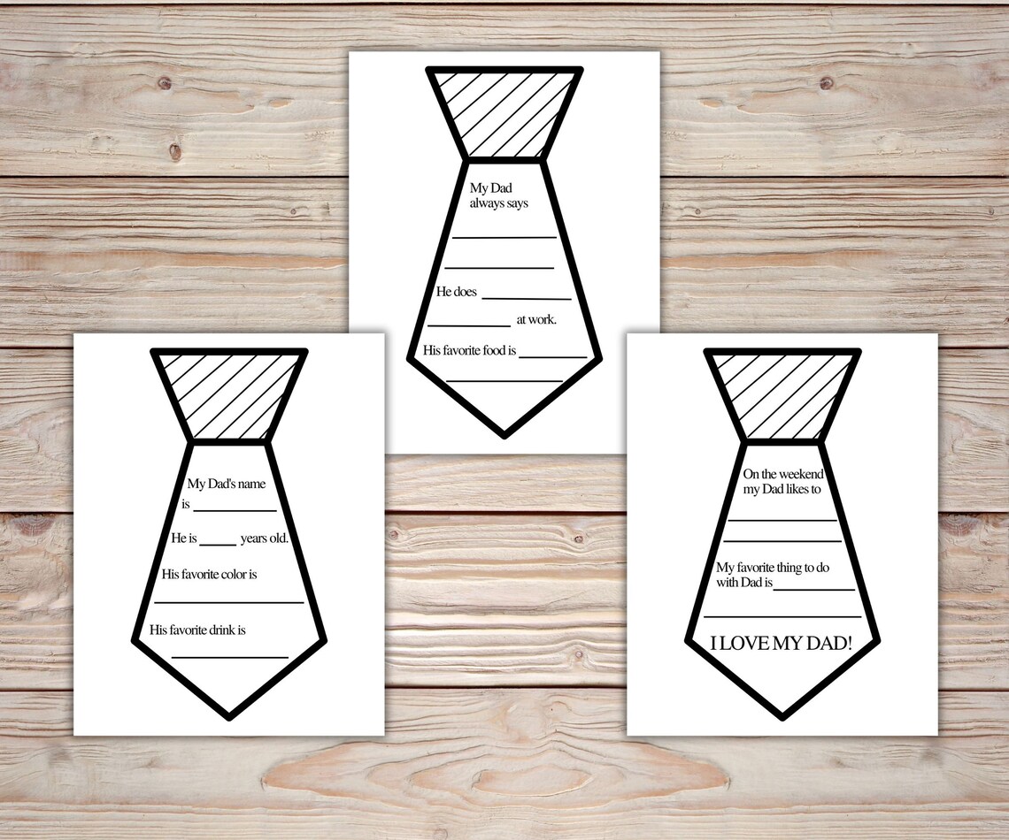 Father's Day Tie Printable Card Activity, Kids Craft for Dad and ...