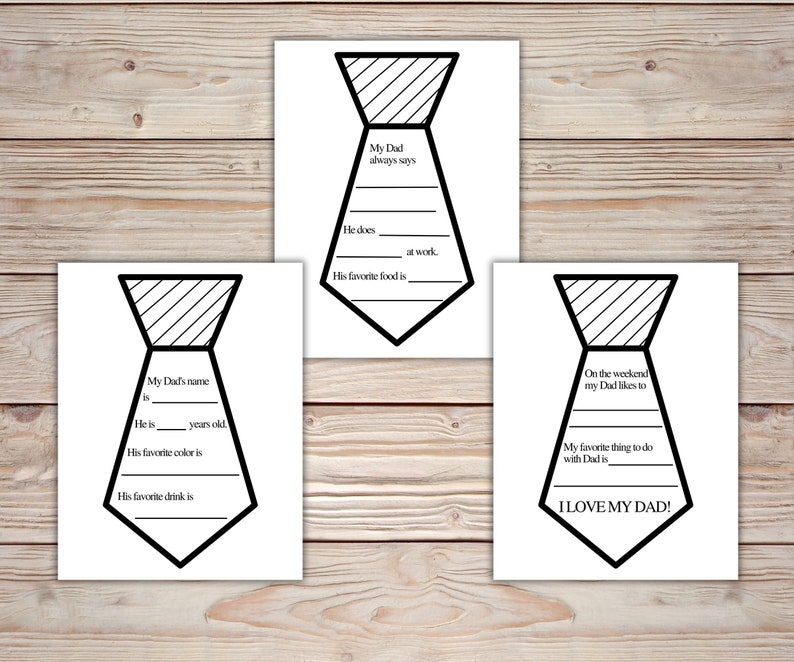 Father's Day Tie Printable Card Activity, Kids Craft for Dad and ...