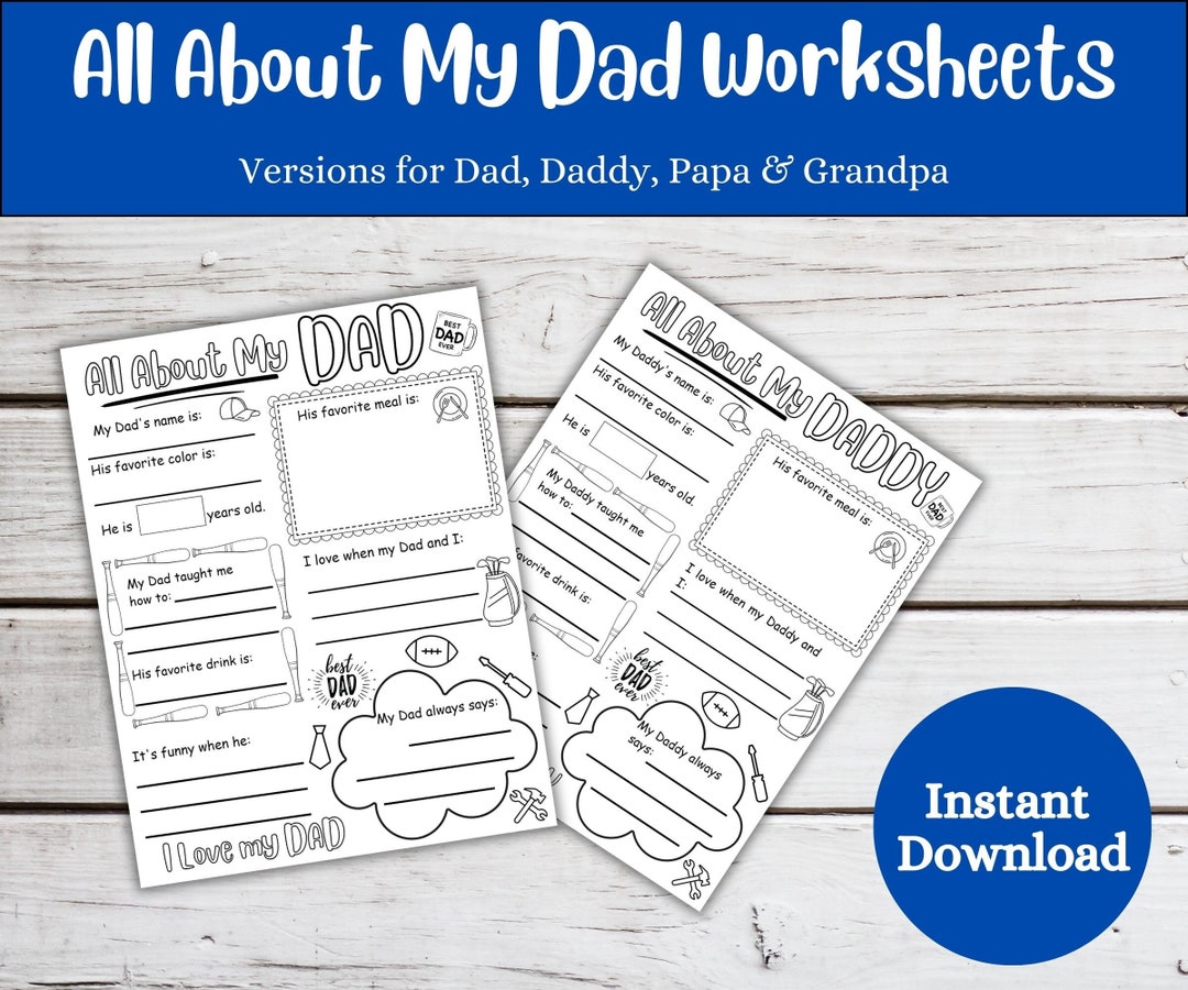 Father's Day Activity All About Dad, Gift for Dad/grandpa, All About ...