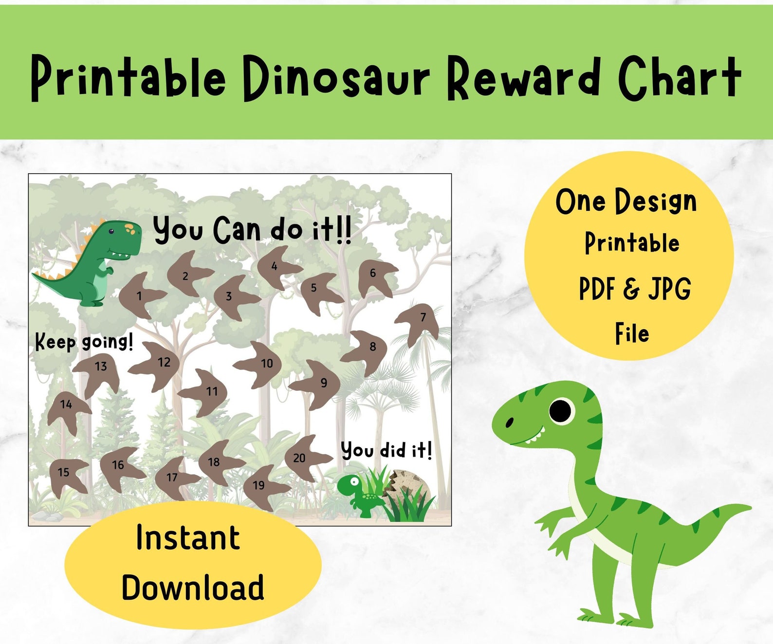 Printable Dinosaur Reward Chart for Children, Potty Training/chore ...