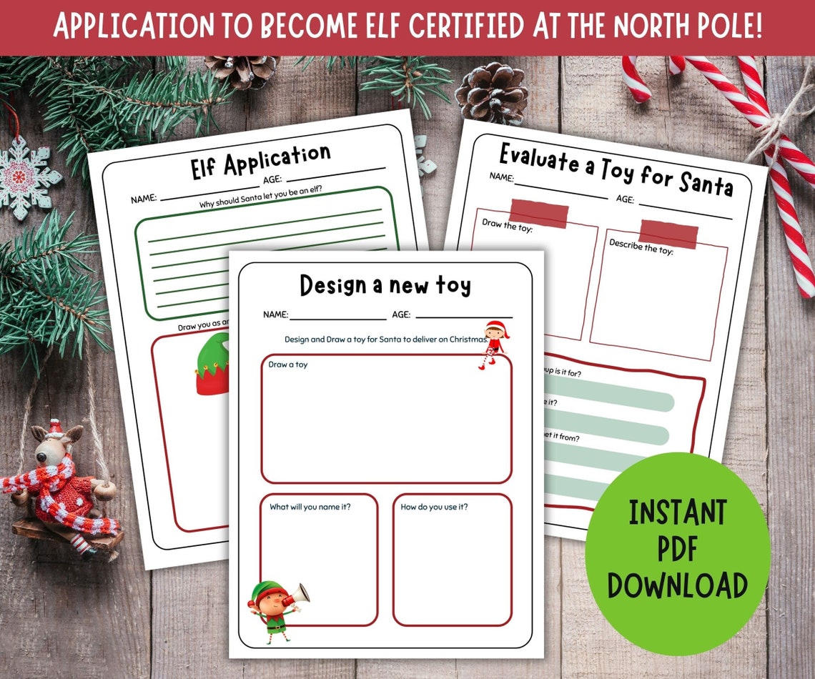 Elf Christmas Activities, Elf Certificate, Elf Application for the ...