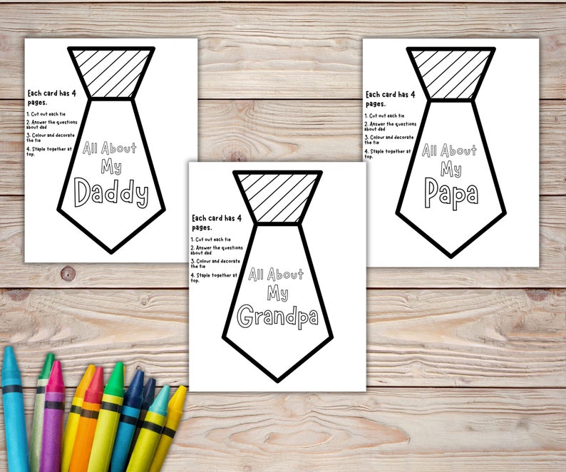 Father's Day Tie Printable Card Activity, Kids Craft for Dad and ...