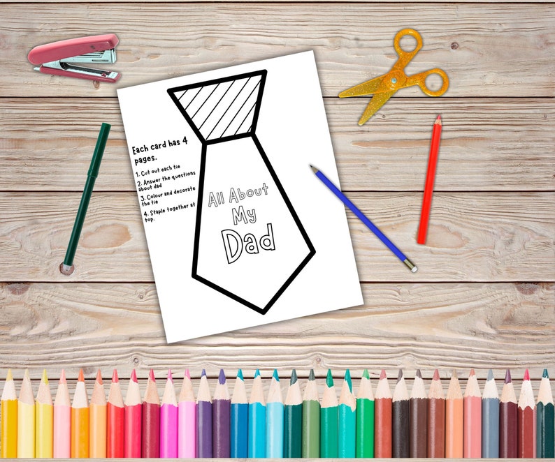 Father's Day Tie Printable Card Activity, Kids Craft for Dad and ...