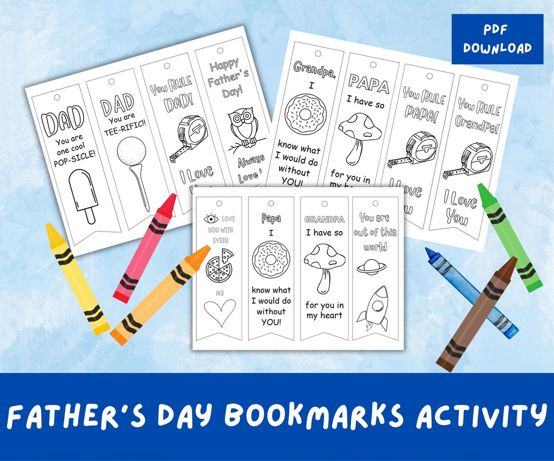 Father's Day Bookmark Coloring Activity, Gift for Dad/grandpa - Etsy