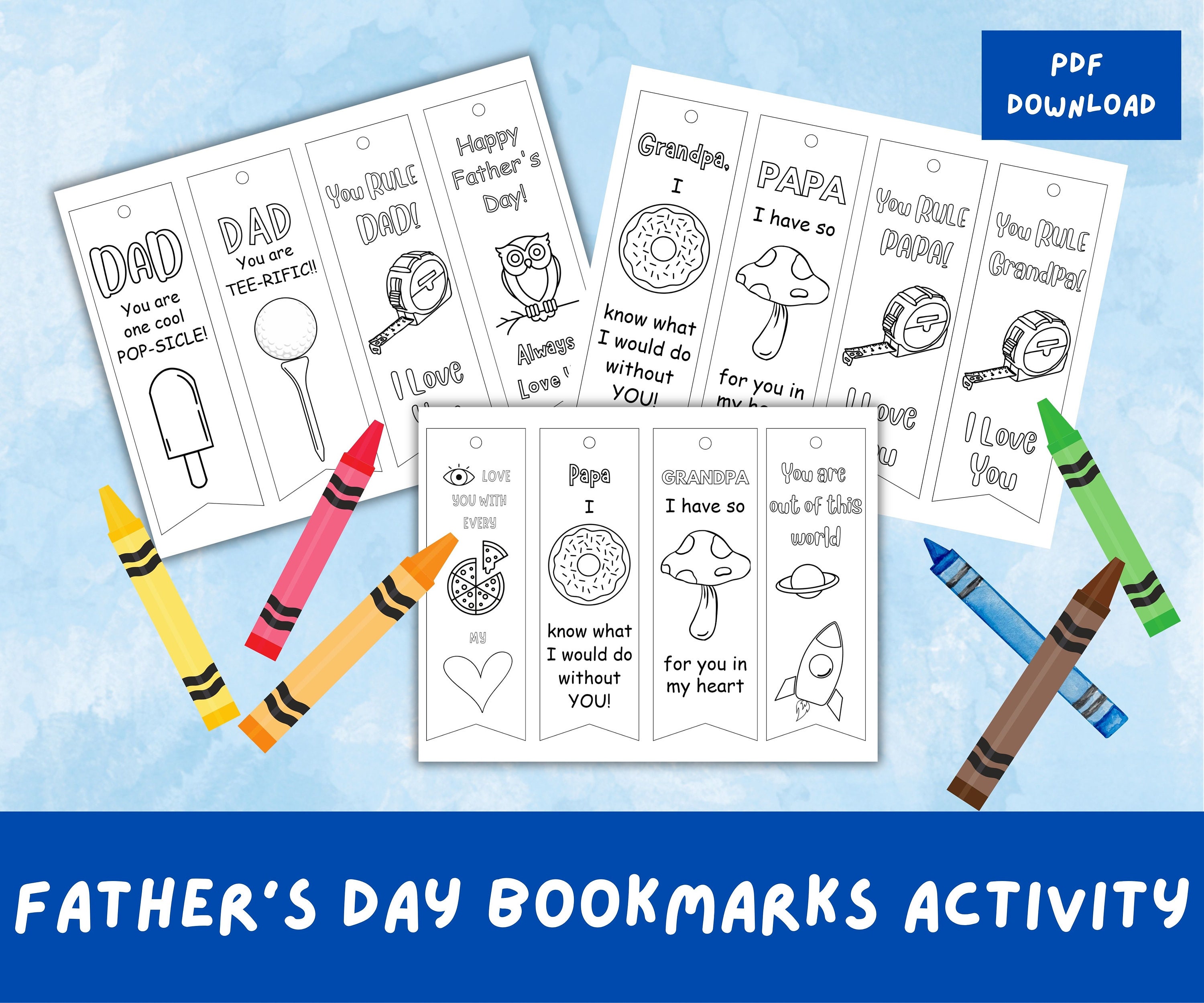 Father's Day Bookmark Coloring Activity, Gift for Dad/grandpa - Etsy