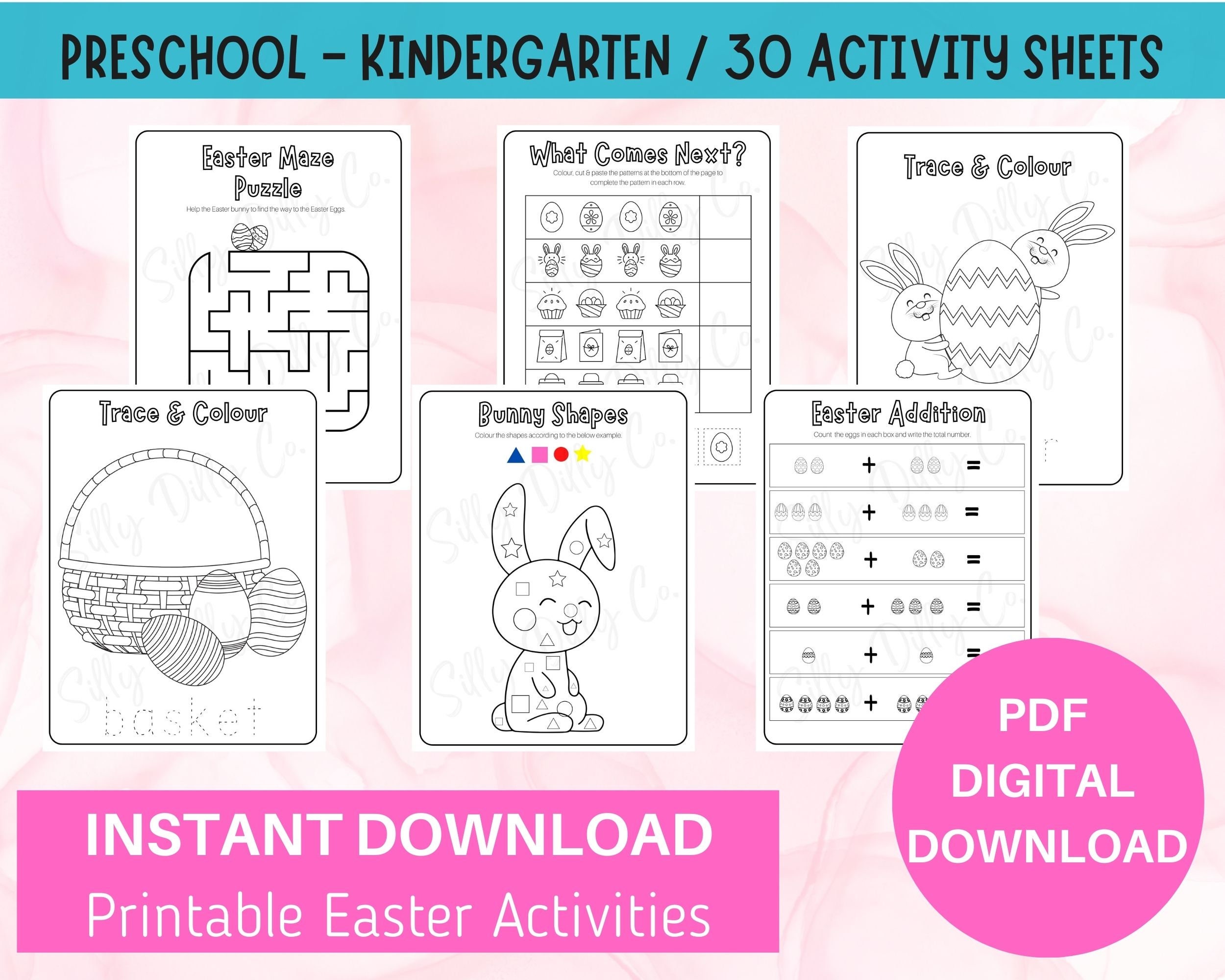 Easter Activity Worksheets for Preschool/kindergarten, Printable PDF ...