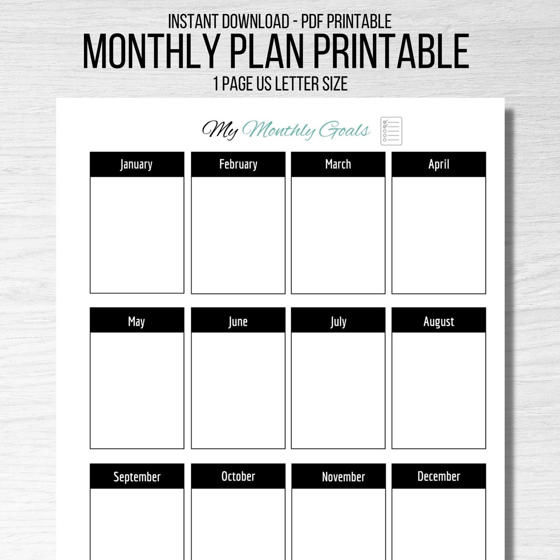 Monthly Goals Printable Instant Download & Editable PDF - Etsy