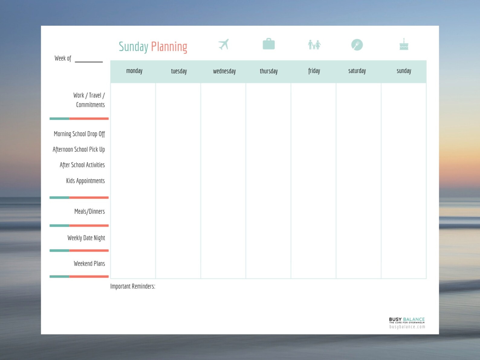 SUNDAY PLANNING SYSTEM 2.0 Printable Includes Work/travel - Etsy