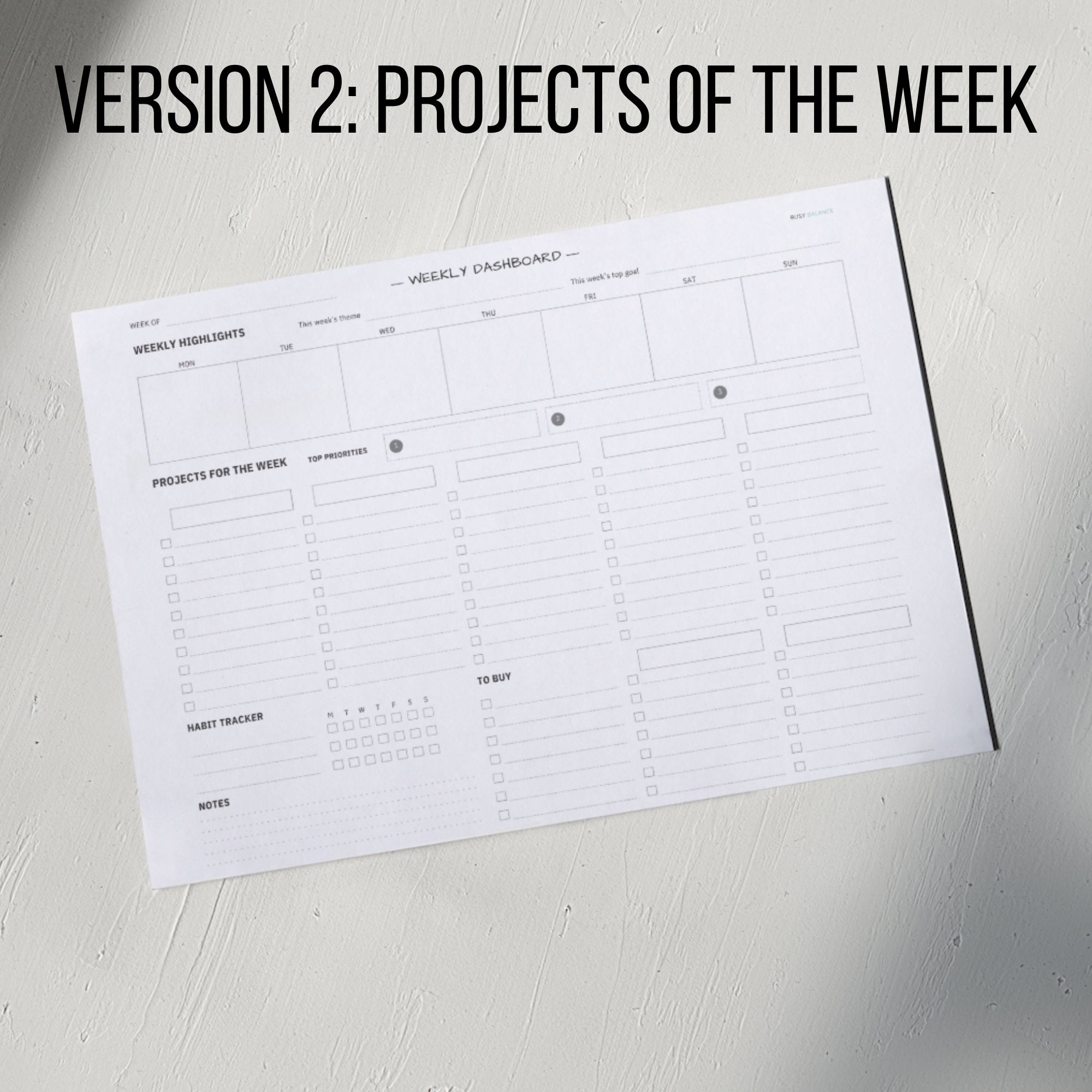 Weekly Dashboard Planner PDF instant Download - Etsy