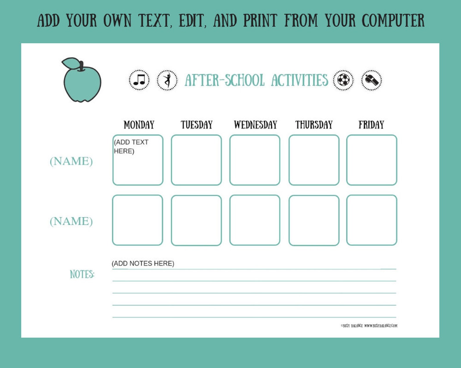 AFTER-SCHOOL SCHEDULE Printable for 2 Kids Instant Download - Etsy