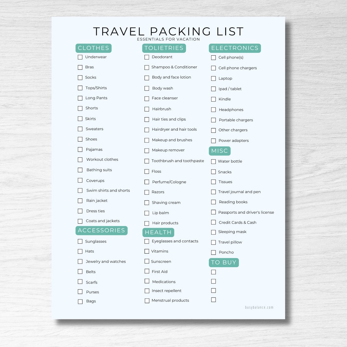 Ultimate Travel Packing List PDF: Essentials for Travel instant ...