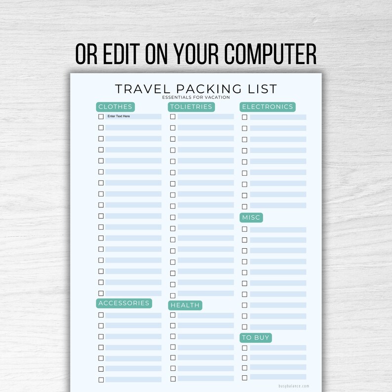 Ultimate Travel Packing List PDF: Essentials for Travel instant ...