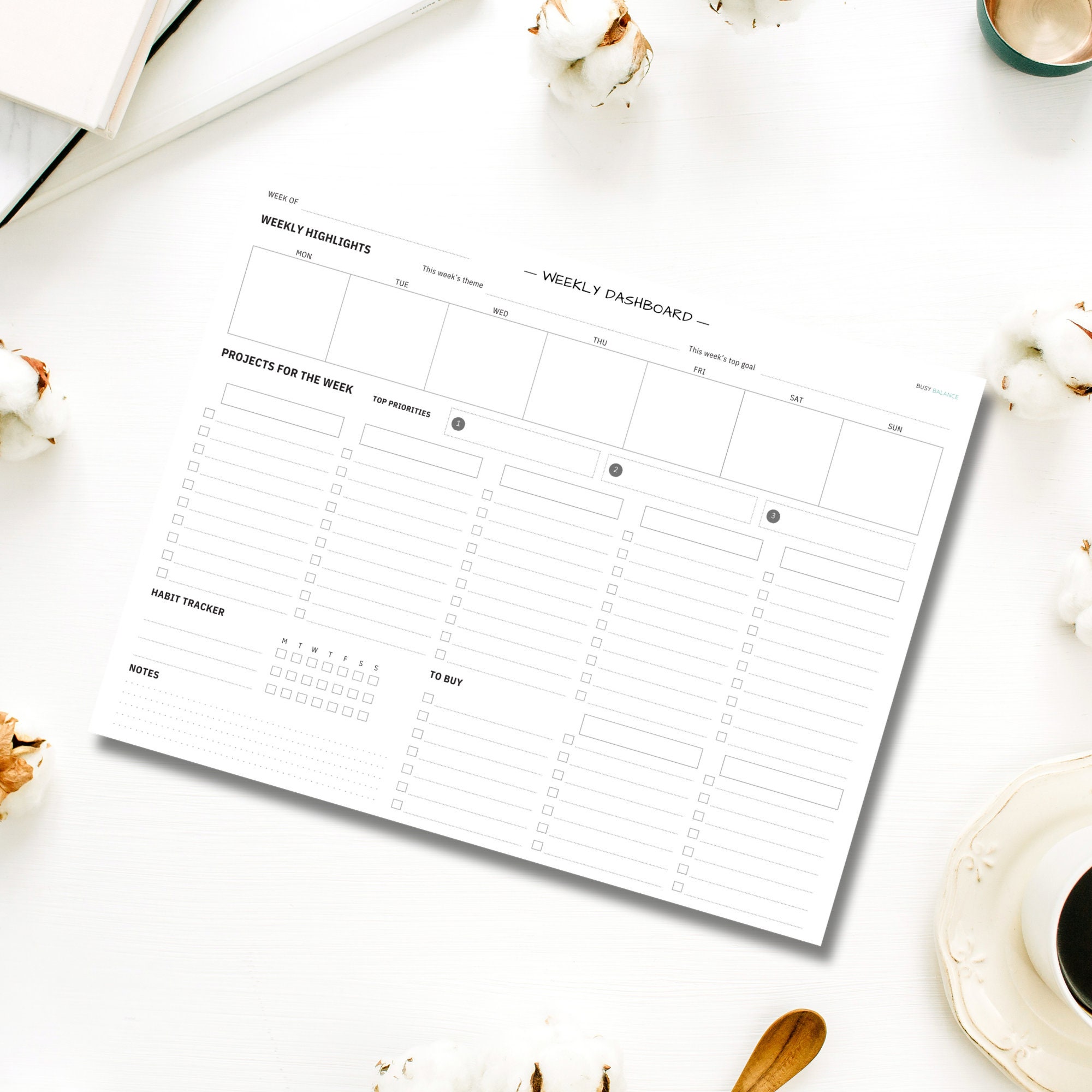 Weekly Dashboard Planner PDF instant Download - Etsy