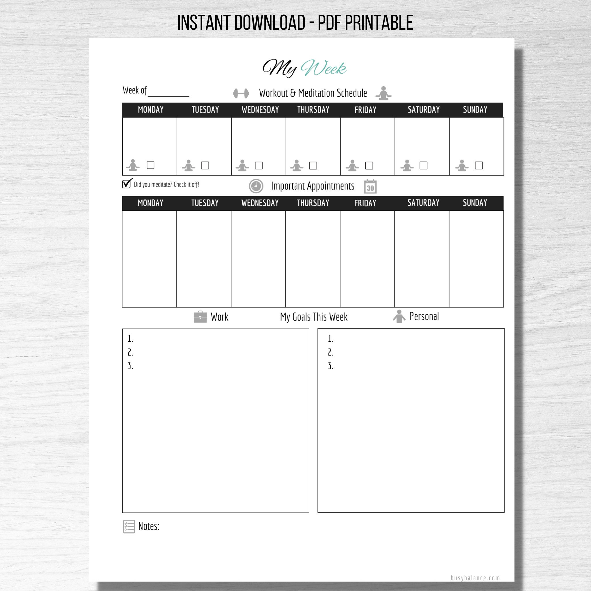 Weekly Plan Printable Editable & Instant Download PDF - Etsy