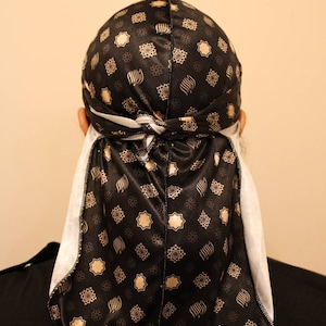 High-end Designer Durag | Black Gold Monogram - Etsy