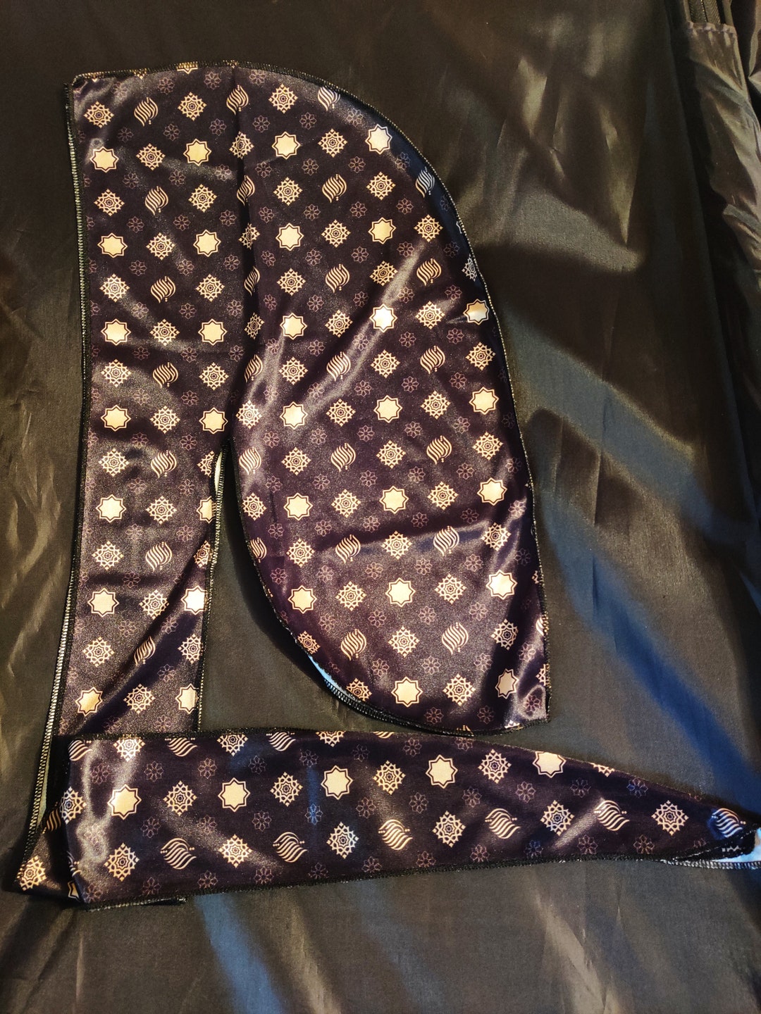 High-end Designer Durag | Black Gold Monogram - Etsy