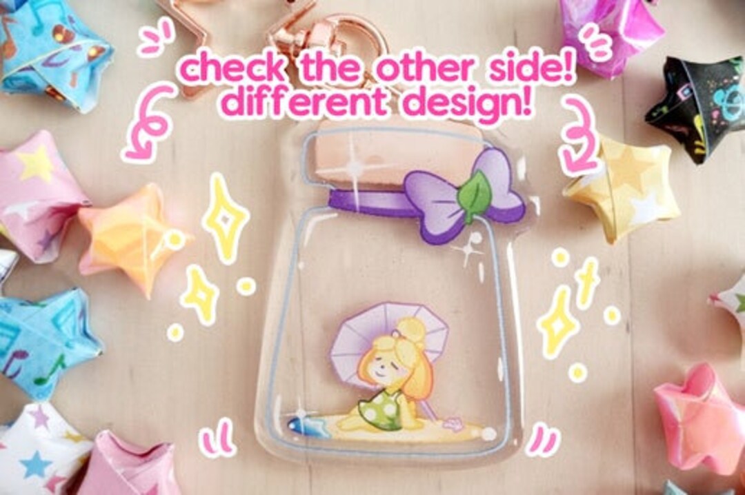 Animal Crossing - Isabelle in a Bottle - Double Sided Glitter Acrylic ...