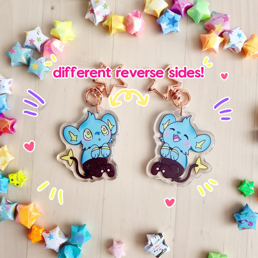 Shinx Double Sided Glitter Charm Cute Kawaii Keychain Great for Sweet ...