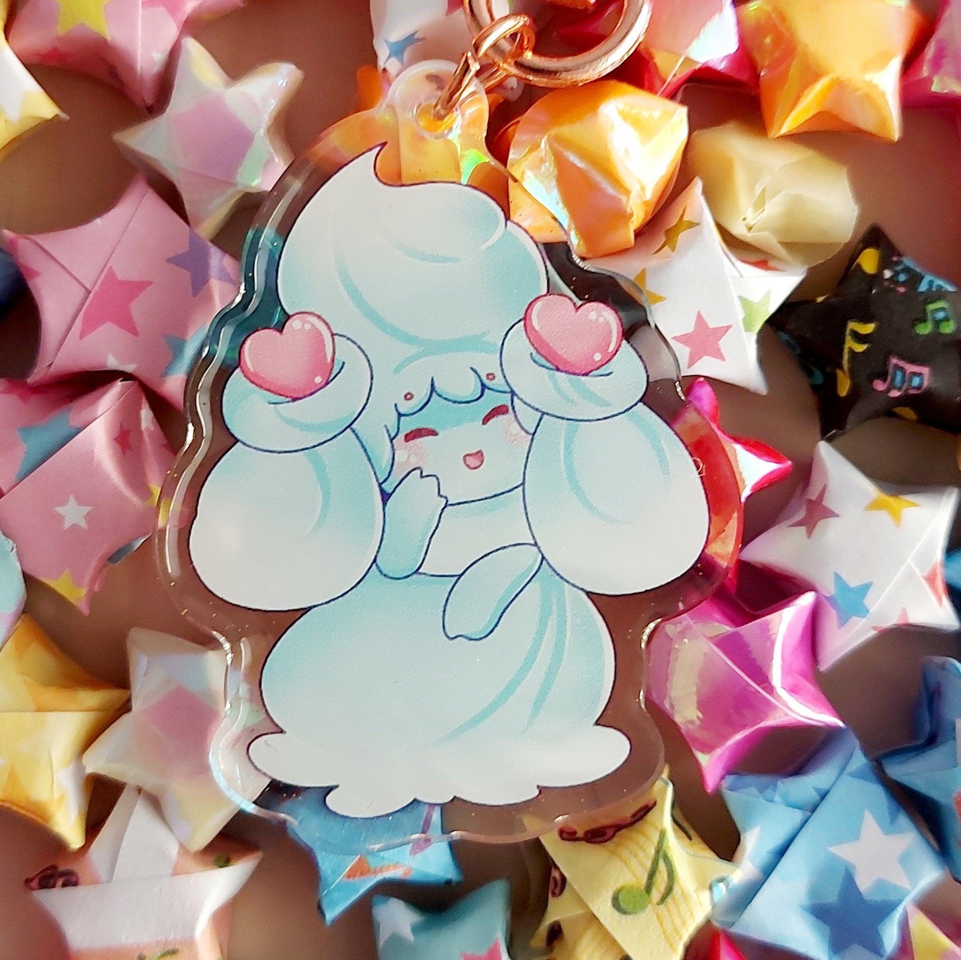 Alcremie Double Sided Glitter Charm Cute Kawaii Keychain | Etsy