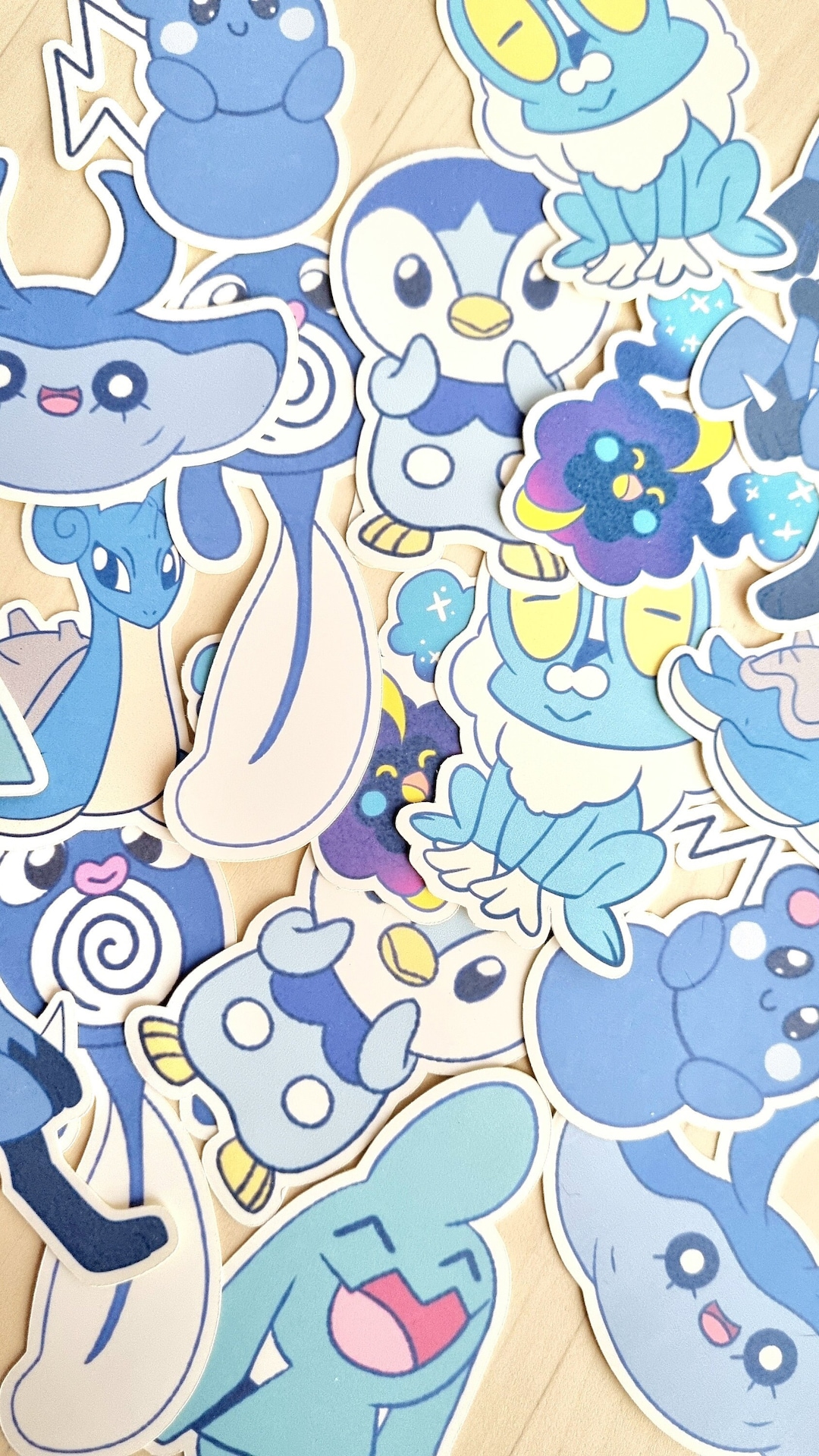 Blue Pokemon Stickers Lapras, Lucario, Cosmog, Froakie, Mantyke ...