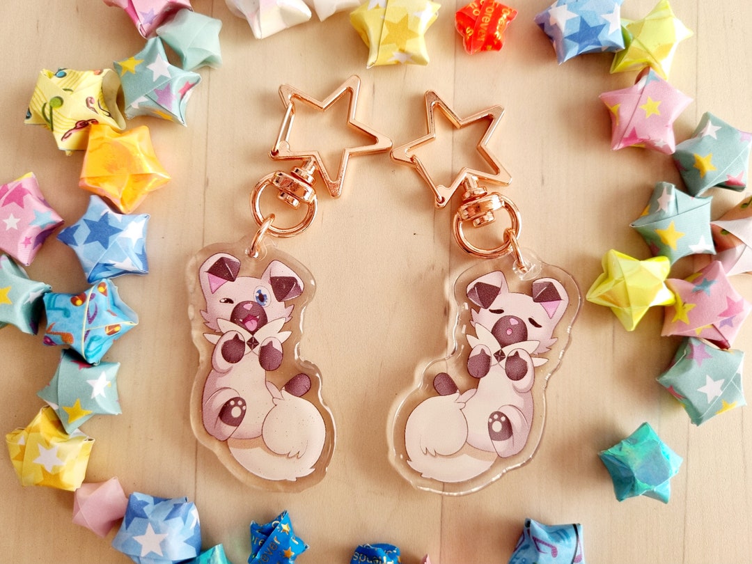 Rockruff Charm - Double-sided Alt Design Acrylic Glitter Keychain - Etsy
