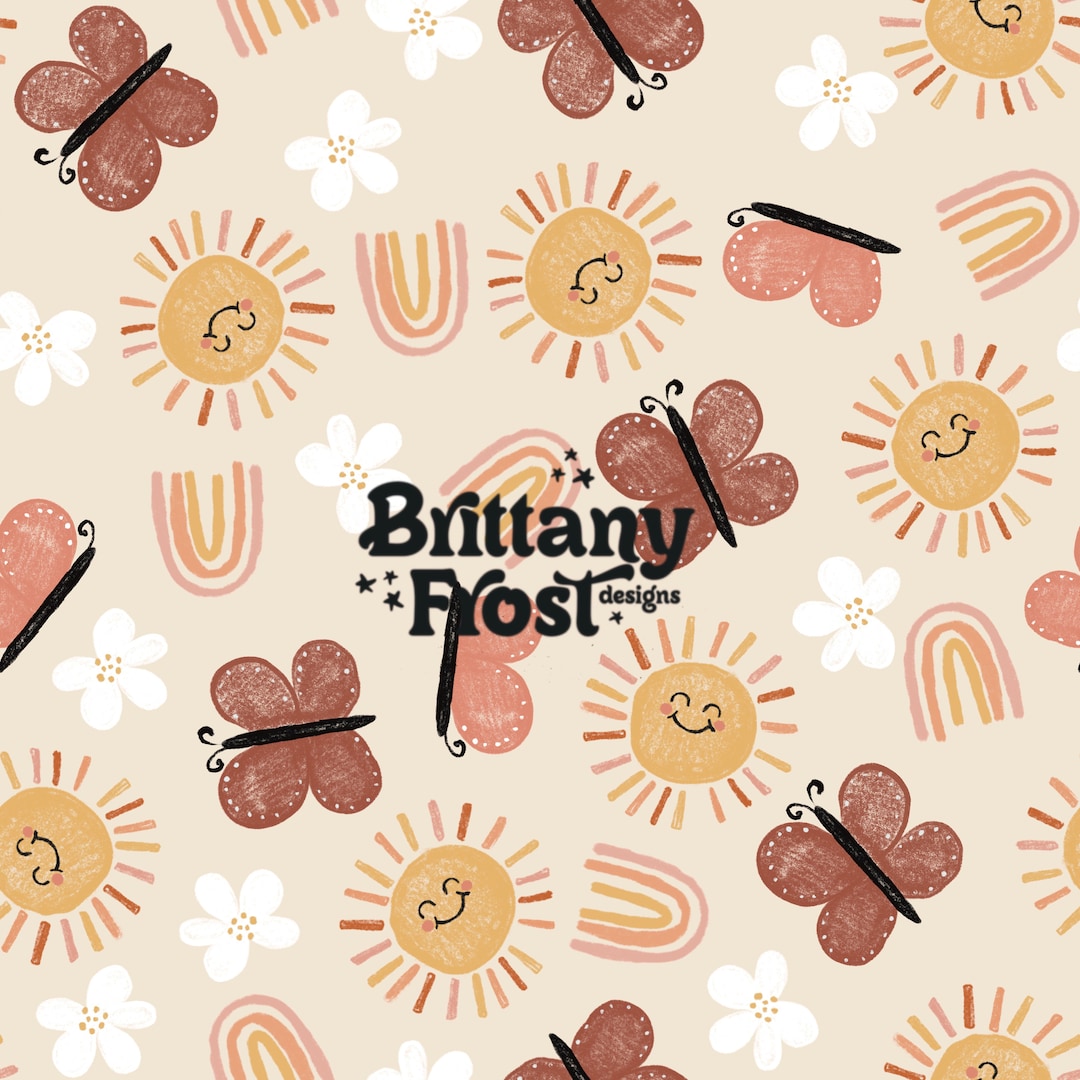 Boho Butterflies Seamless File, Boho Spring Surface Pattern - Etsy