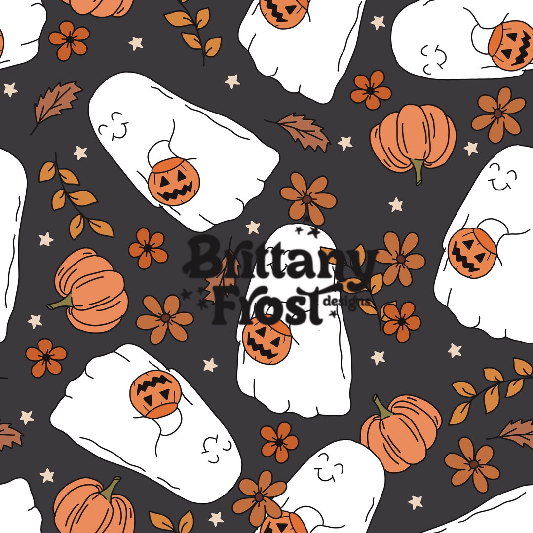 Floral Ghosts Seamless File, Halloween Surface Pattern - Etsy