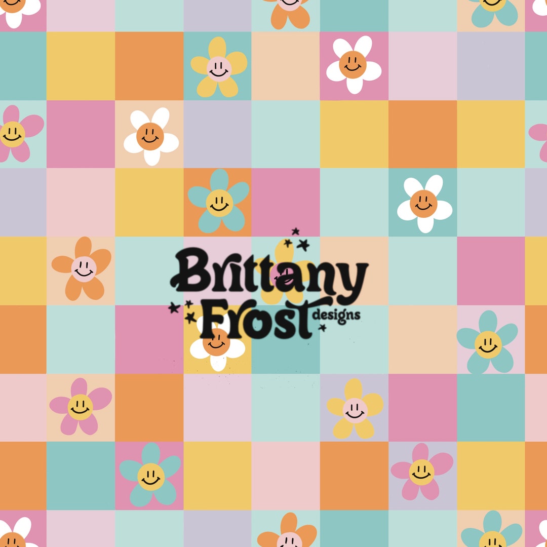 Summer Flower Checker Seamless File, Summer Surface Pattern - Etsy