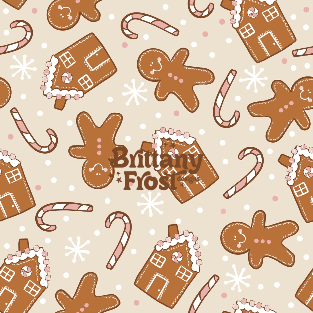 Gingerbread Seamless File, Pink Gingerbread Surface Pattern - Etsy