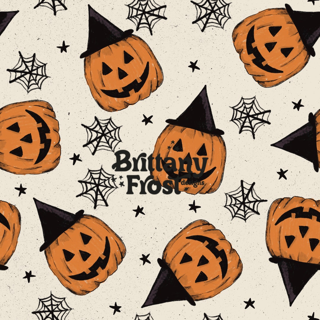 Pumpkin Witches Seamless File, Halloween Surface Pattern - Etsy