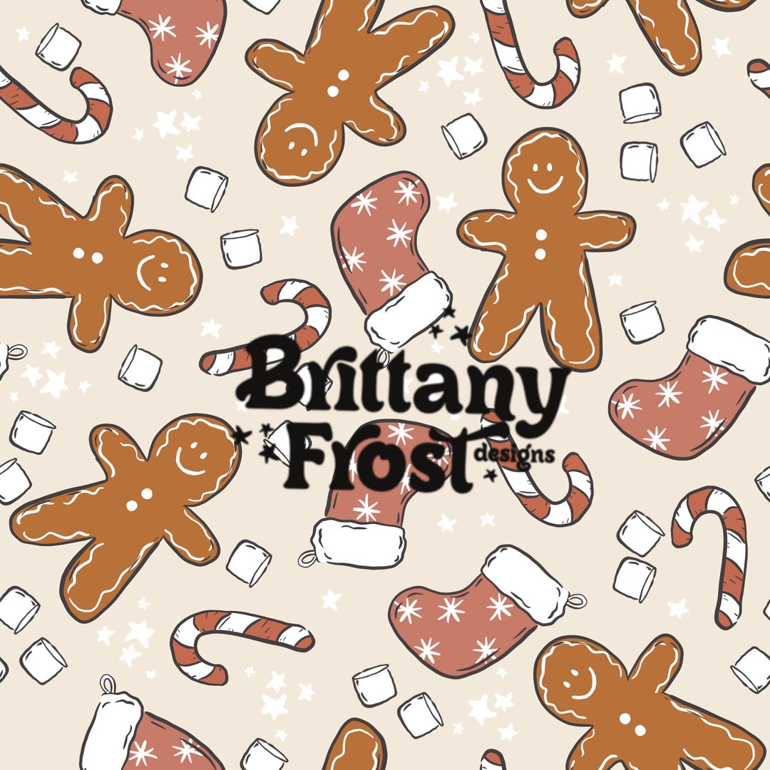 Christmas Gingerbread Seamless File, Christmas Cookies Seamless Pattern ...