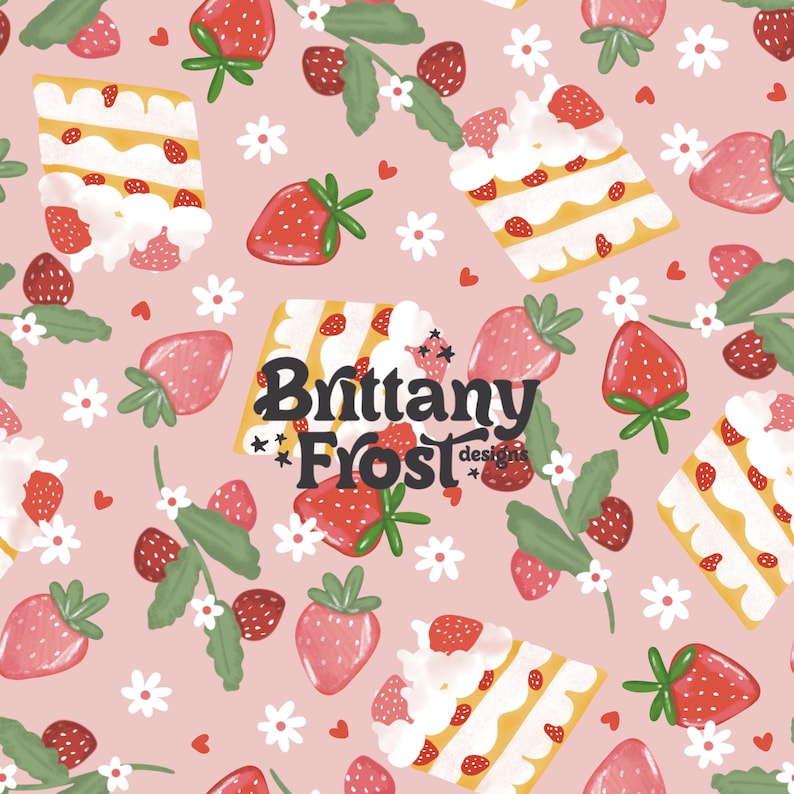 Strawberry Shortcake Seamless File Strawberry Surface Pattern - Etsy