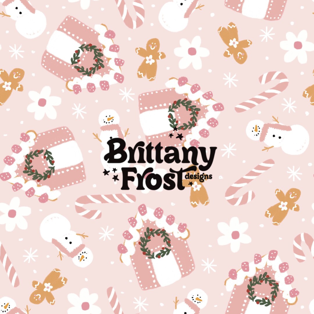 Pink Gingerbread House Seamless File, Pink Christmas Surface Pattern - Etsy