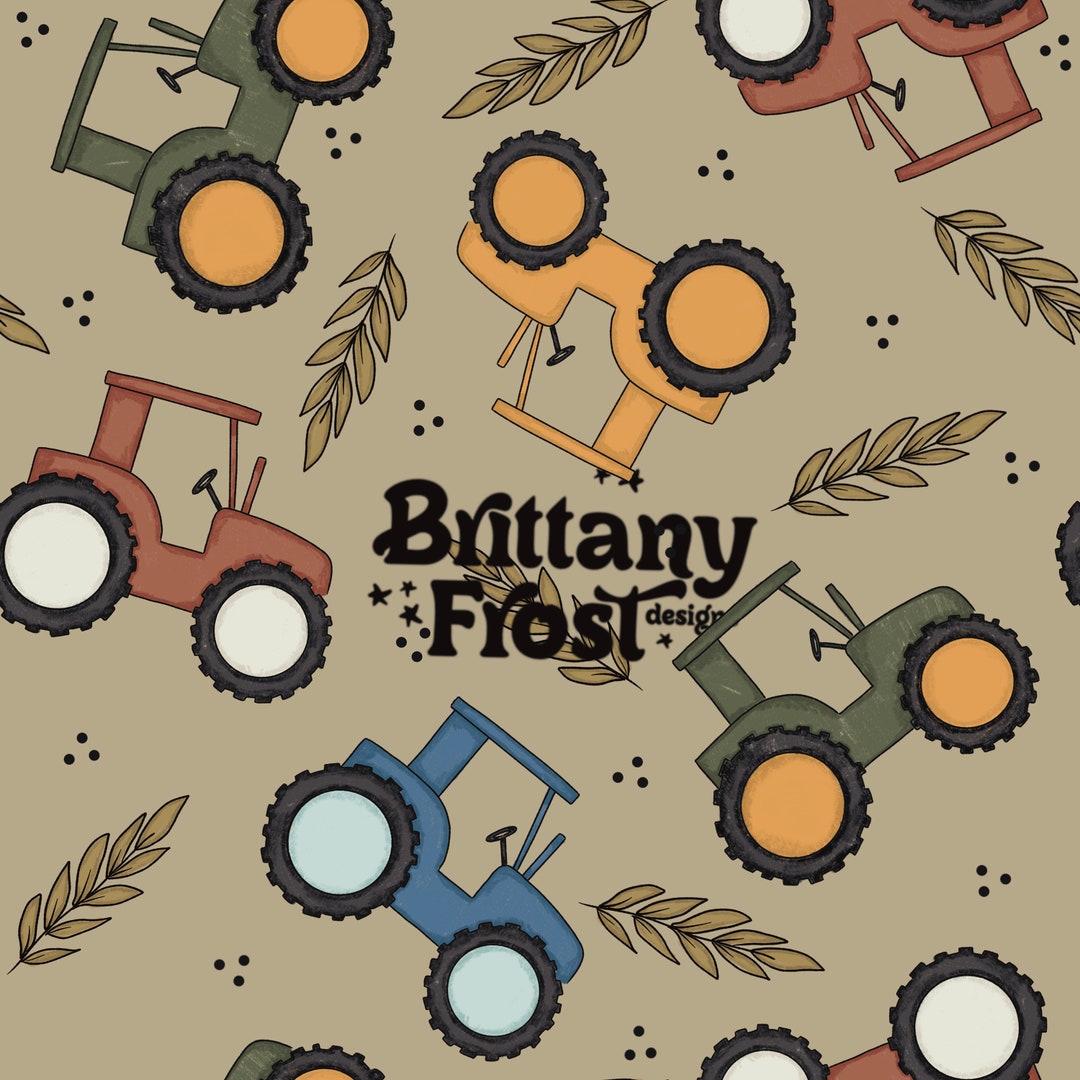 Fall Colorful Tractor Seamless File, Fall Farm Surface Pattern - Etsy