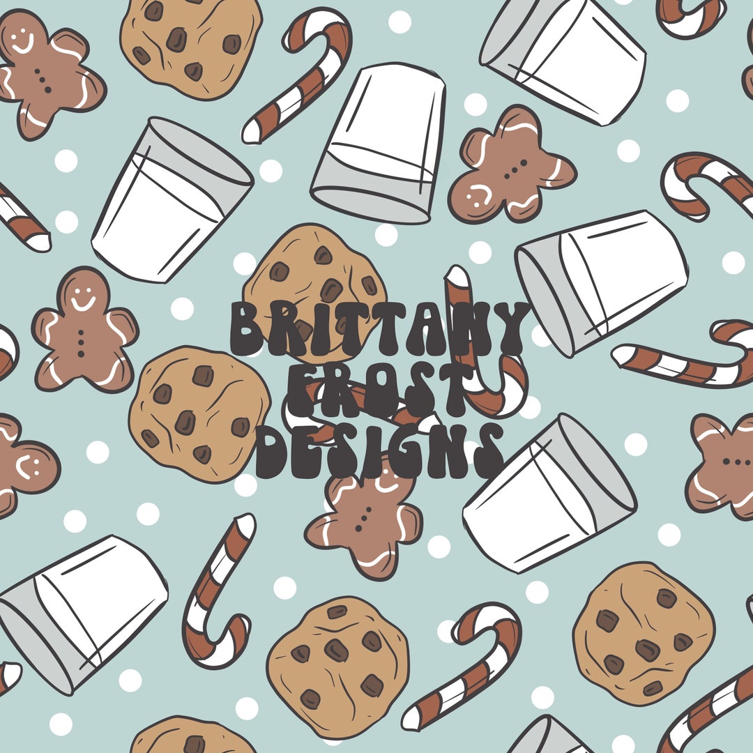 Blue Milk and Cookies Seamless File, Christmas Cookies Seamless Pattern ...